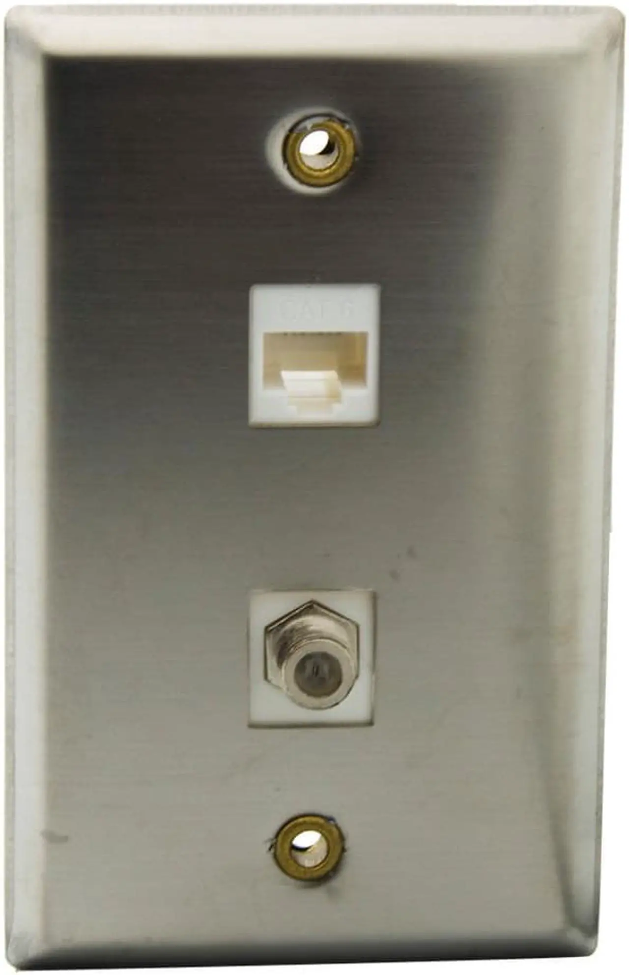 1 Gang Stainless Steel 1 Port CAT6 RJ45 1 Port Coaxial F RG6 Female To ...