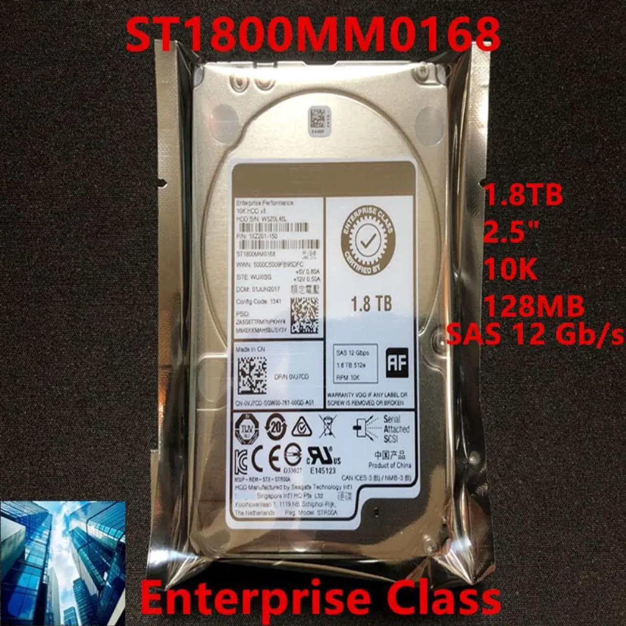 HDD For Dell 1.8TB 2.5" 10K 128MB SAS 12 Gb/s For Internal HDD For ...