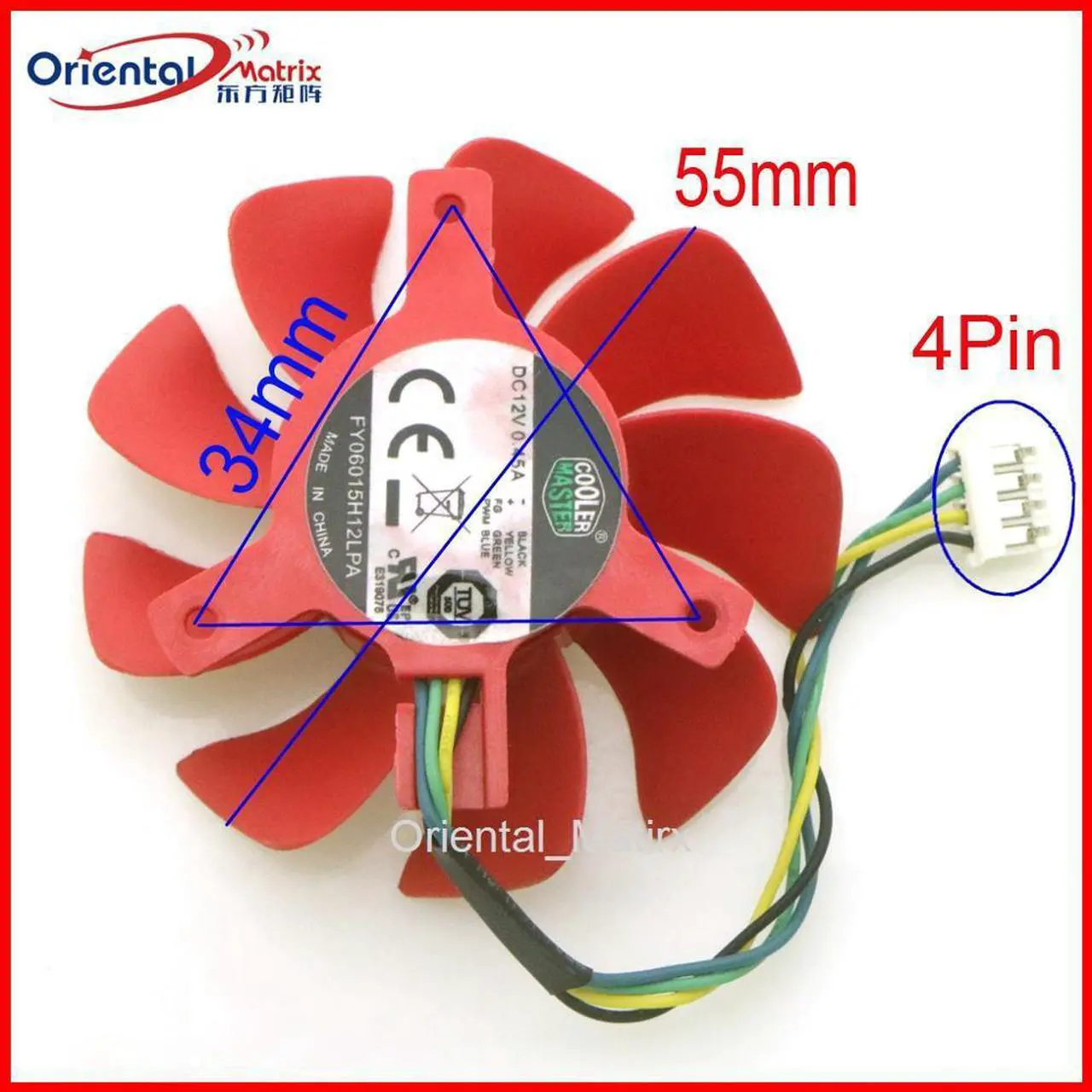 FY06015H12LPA 55mm DC12V 0.45A VGA Fan For AMD RX560 Graphics Card ...