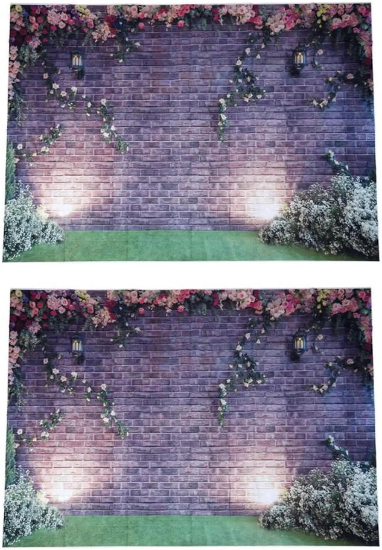 2Pcs 7X5ft Flowers Wall Photography Backdrops Brick Backdrop Spring ...