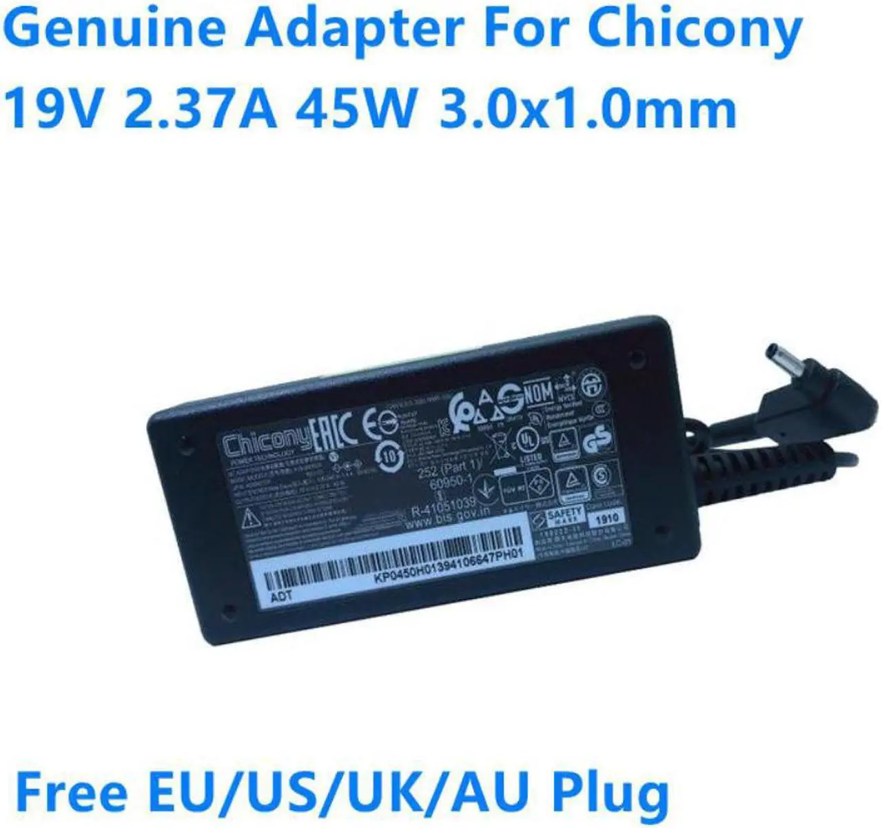 19V 2.37A 45W 3.0x1.0mm Chicony A18-045N2A A045R072P Power Supply AC ...