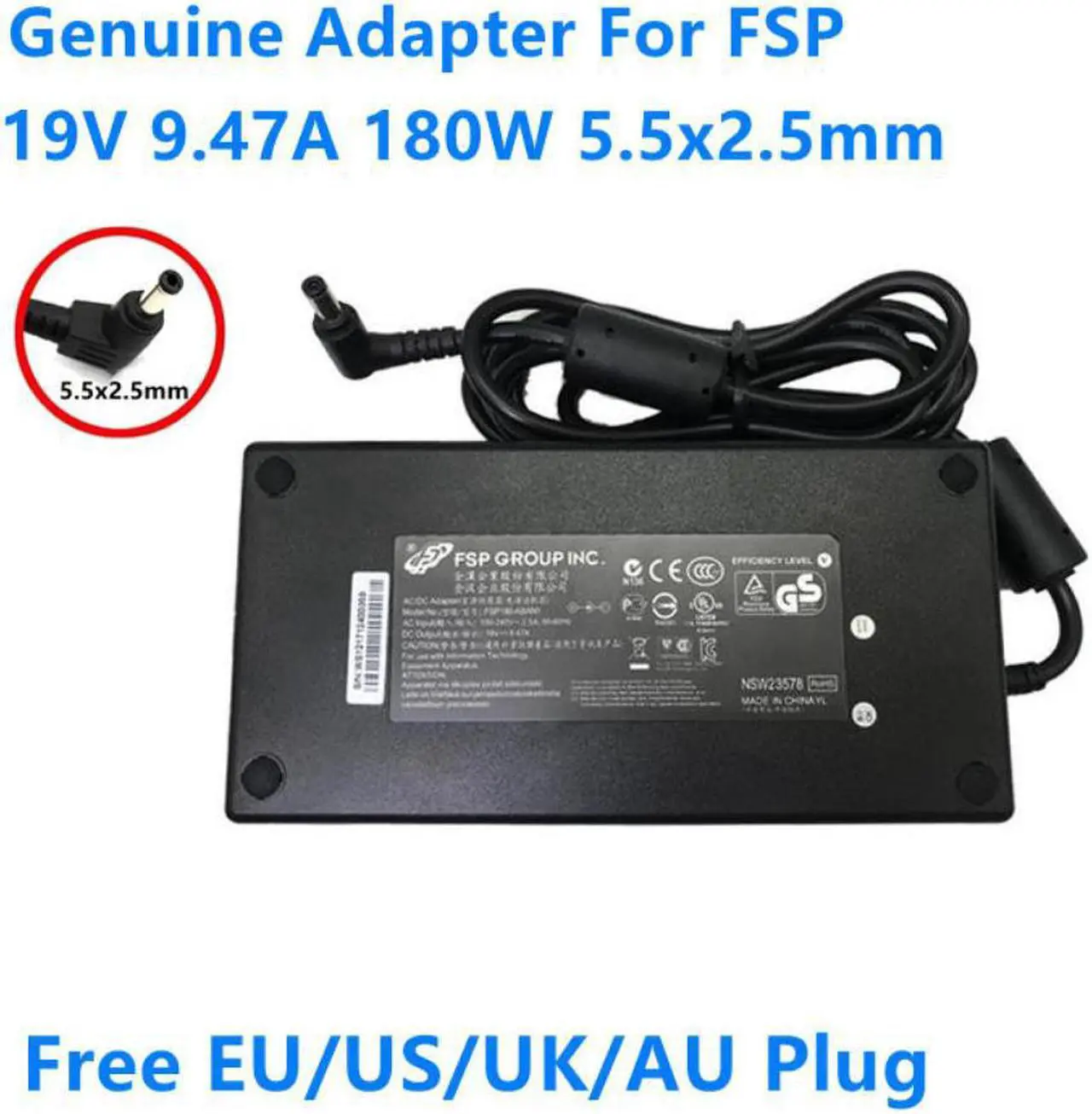 19V 9.47A 180W 5.5x2.5mm FSP FSP180-ABAN2 FSP180-ABAN1 AC/DC Power ...