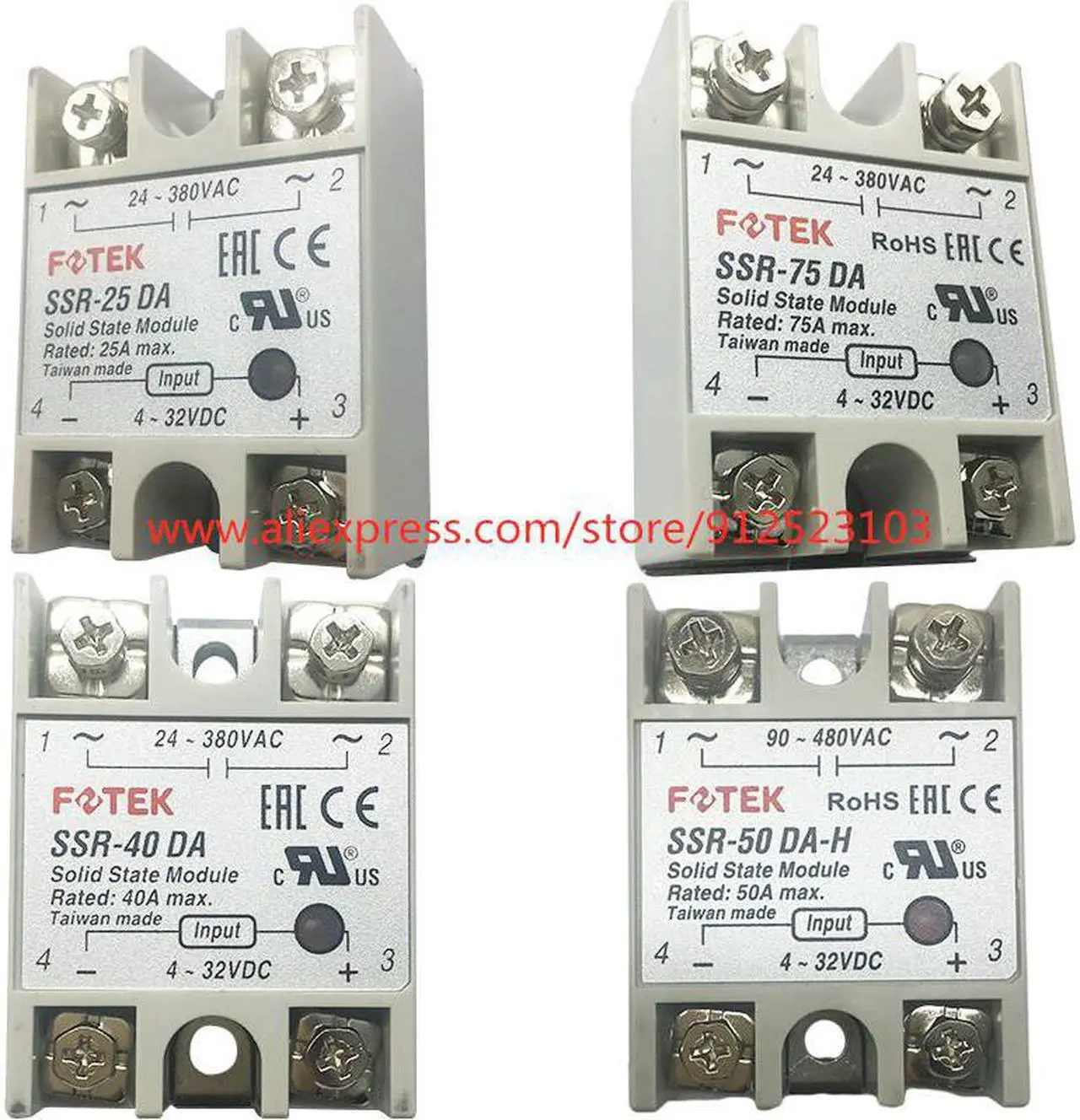 10 PCS SSR-50DA FOTEK Single-Phase Solid State Relay 50A DC control AC SSR50DA - Newegg.com