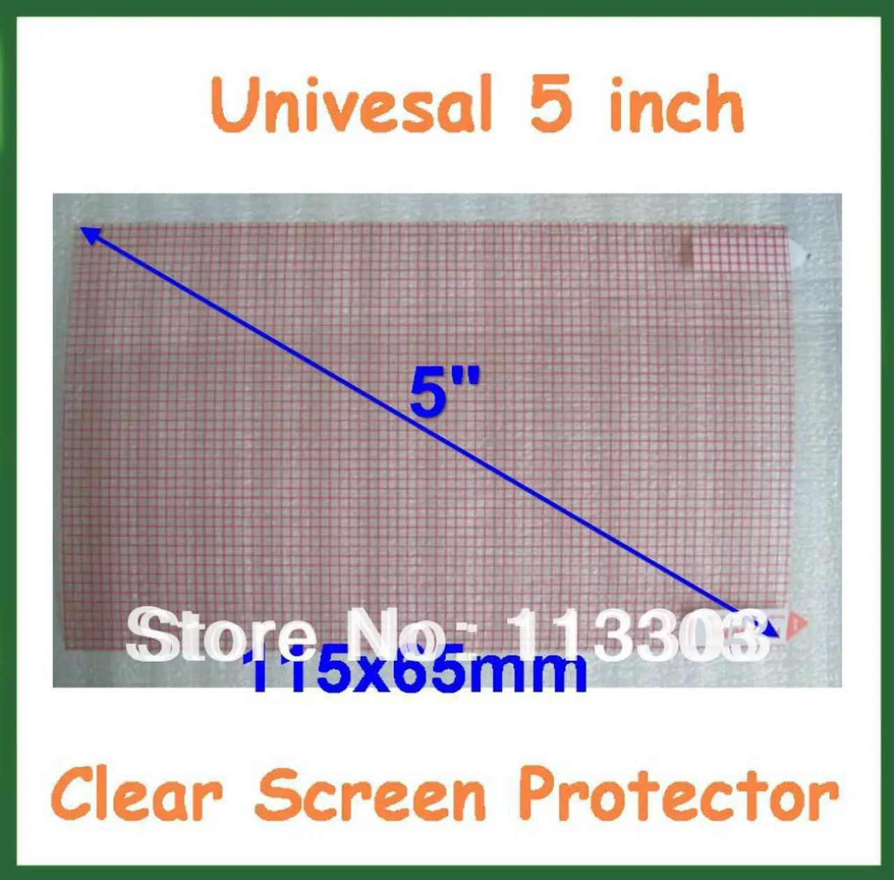 300pcs Universal 5 inch Clear Screen Protector Protective Film Grid for ...