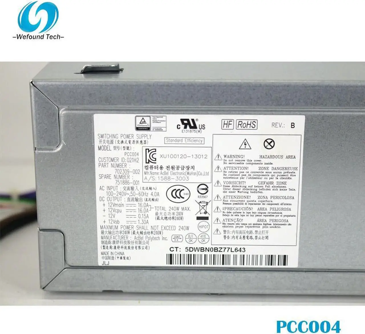 100% Working Desktop Power Supply For 600 G1 800 G1 SFF PCC004 PCC124 ...