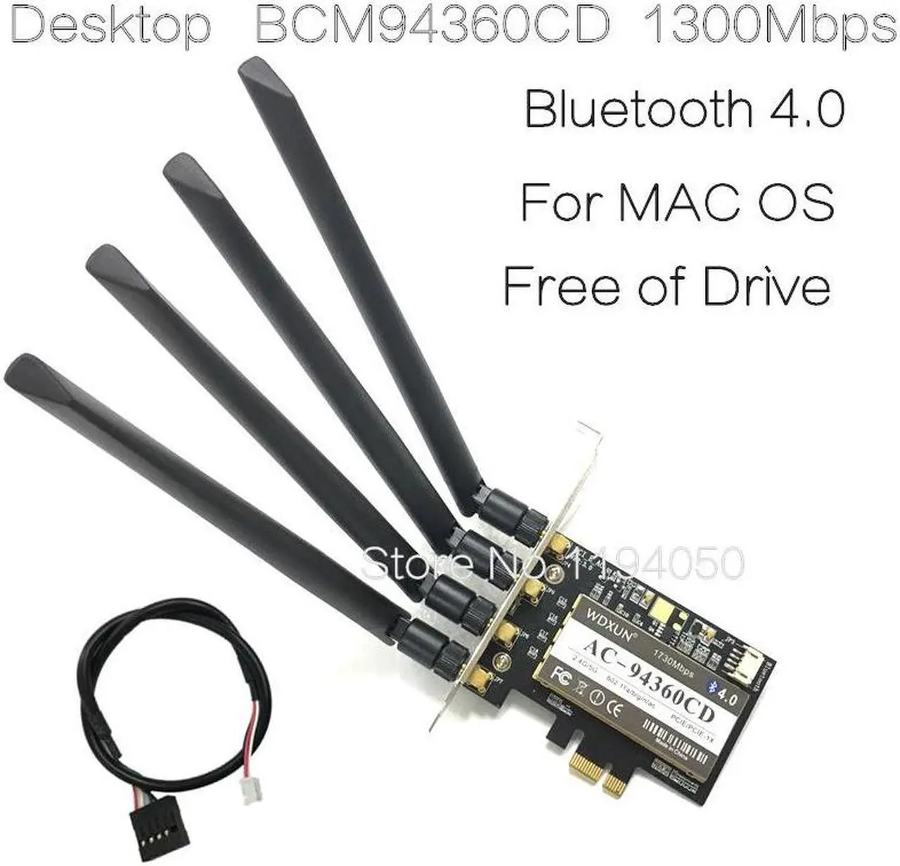 Broadcom BCM94360CD 1300Mbps Dual Band 2.4G/5G 802.11AC Desktop PCI-E ...