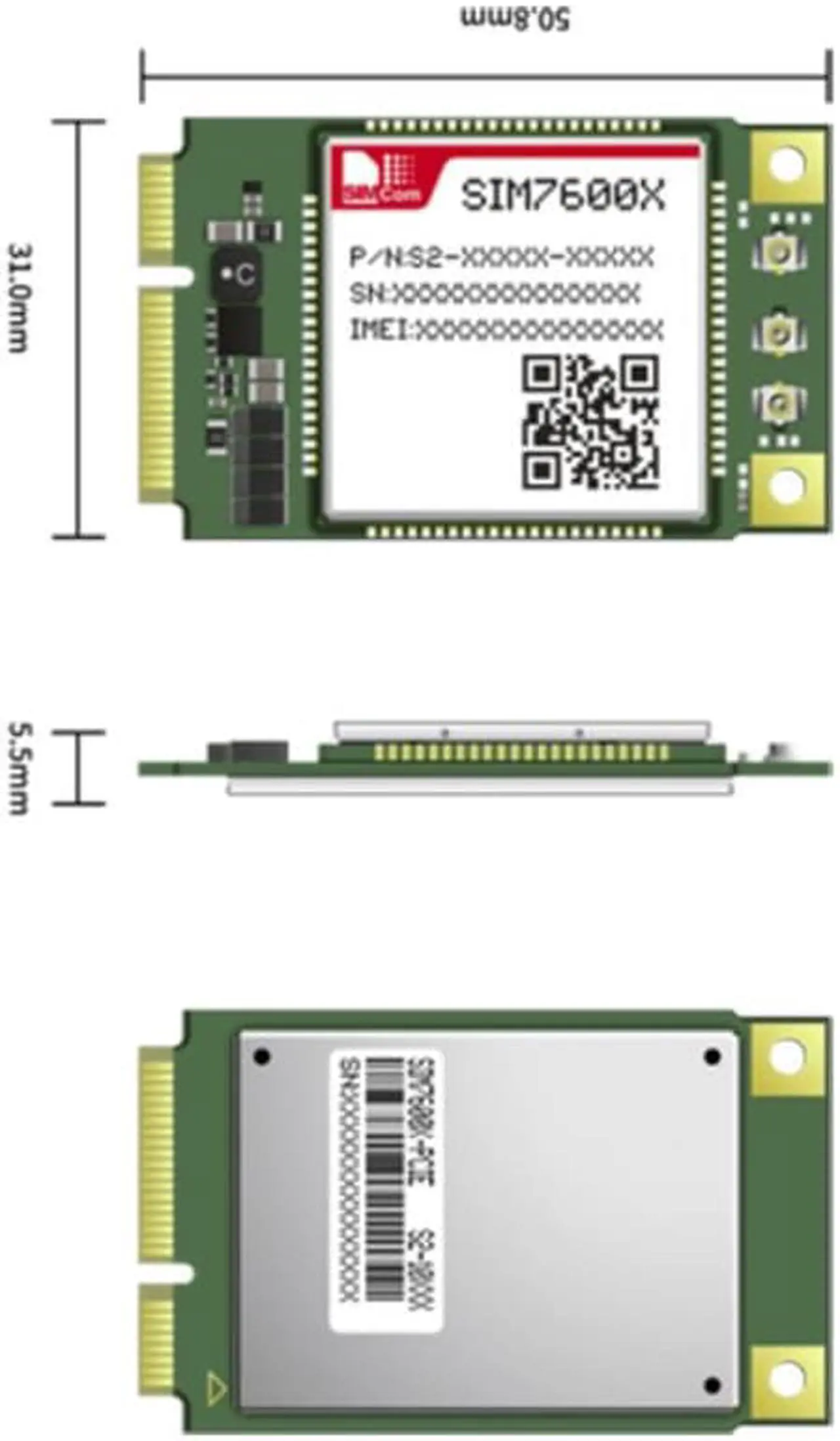SIMCOM SIM7600SA MINI PCIE LTE CAT-1 module LTE-FDD B1/B2/B3/B4/B5/B7 ...