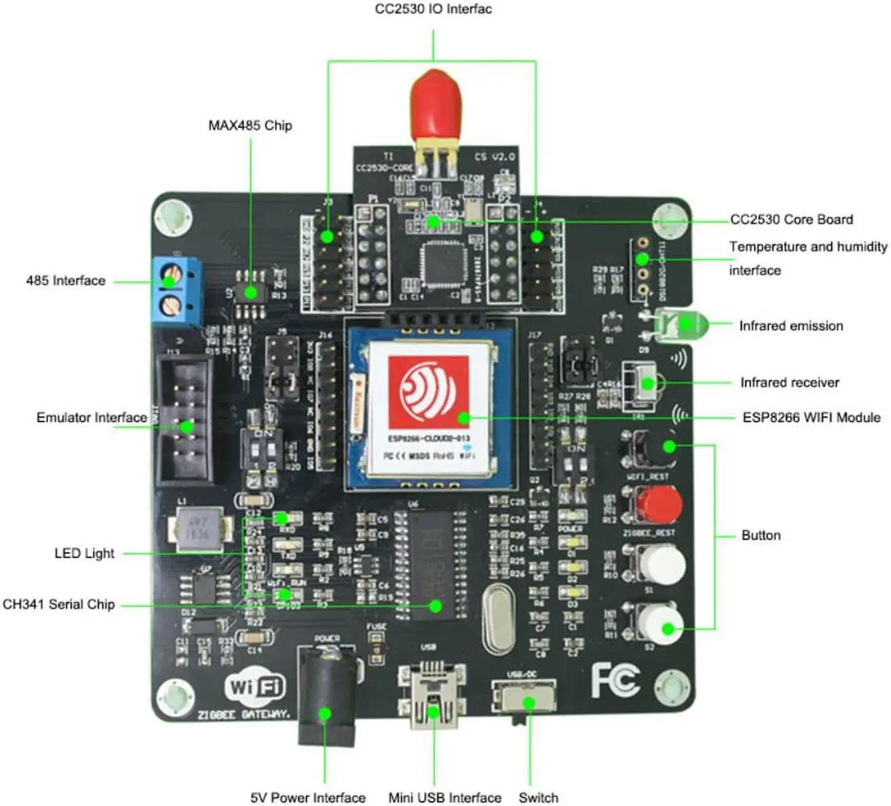 Zigbee gateway wifii development board cc2530 esp8266 development module infrared super RT5350 ...