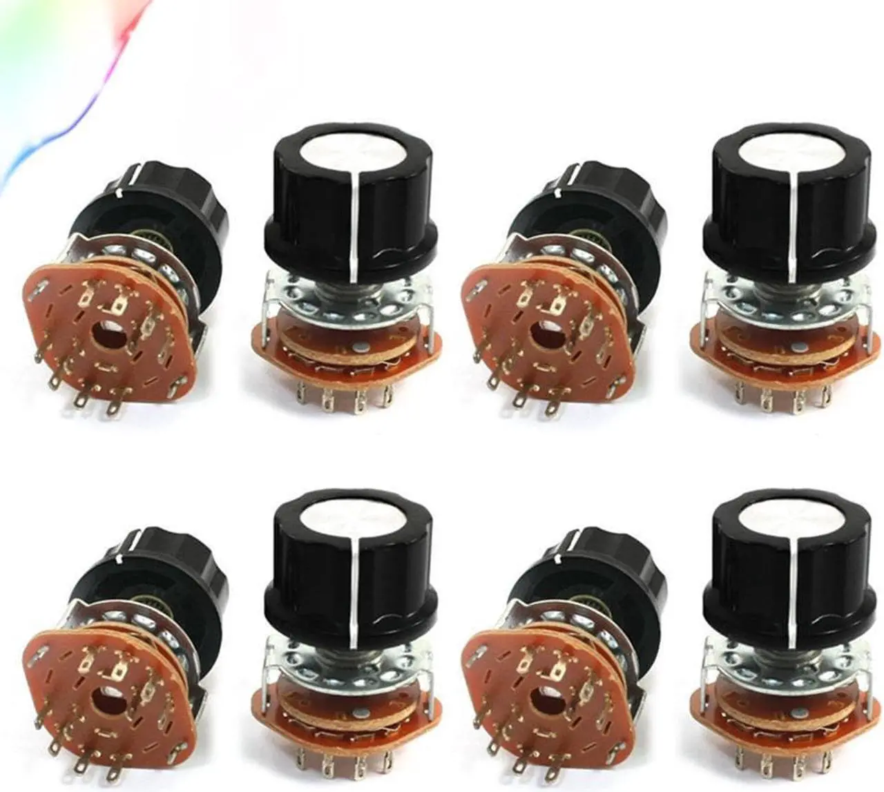 8Pcs 6mm Knurled Shaft 10Pin Rotary Switch Potentiometer 2-Pole 4 ...