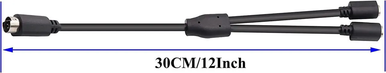 PS 2 Splitter 6 pin Mini Din Male Plug to 2 x Female Sockets Cable ...