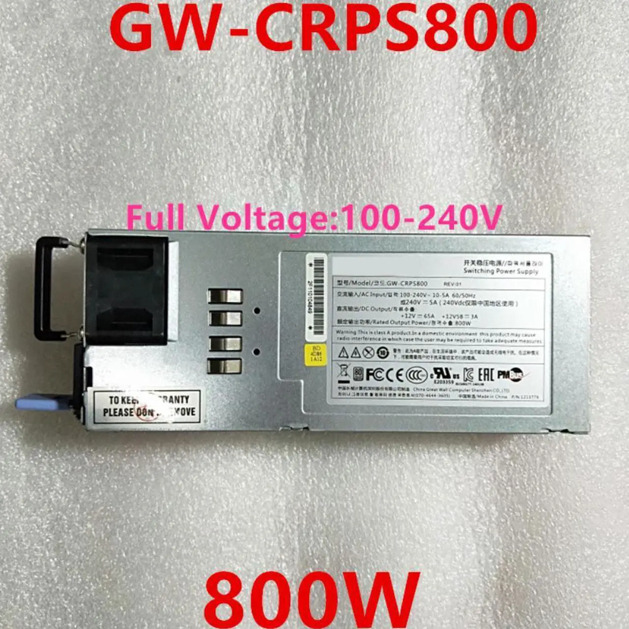 PSU For Great Wall NF5270M4M5 SA5212M4 5212M4 5280M4 800W Switching ...