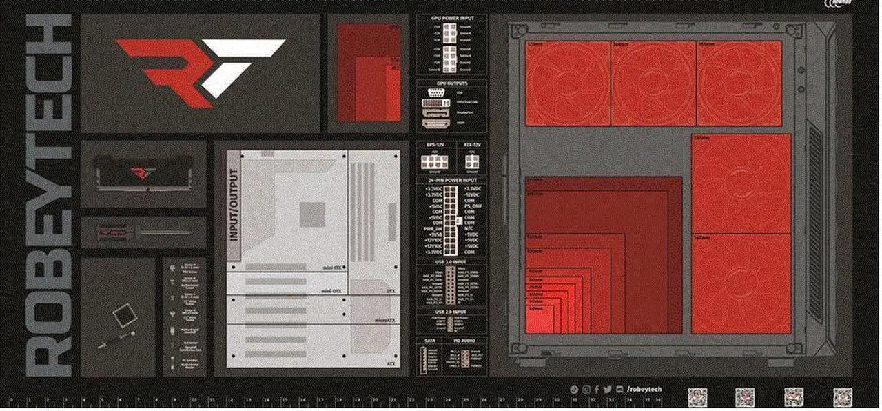 ROBEYTECH Computer Build Mat - 48x24 sublimation printed fabric surface ...