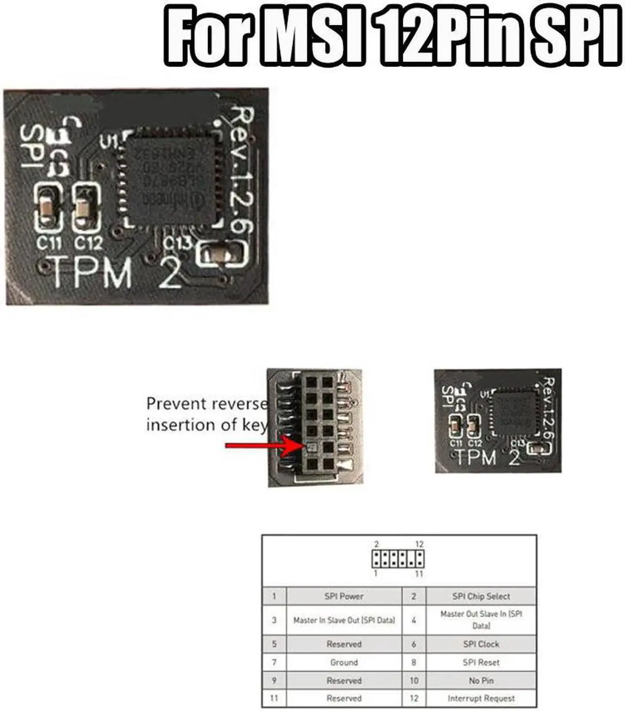For MSI 12PIN SPI MS-4462 TPM 2.0 Security Module Trusted Platform ...