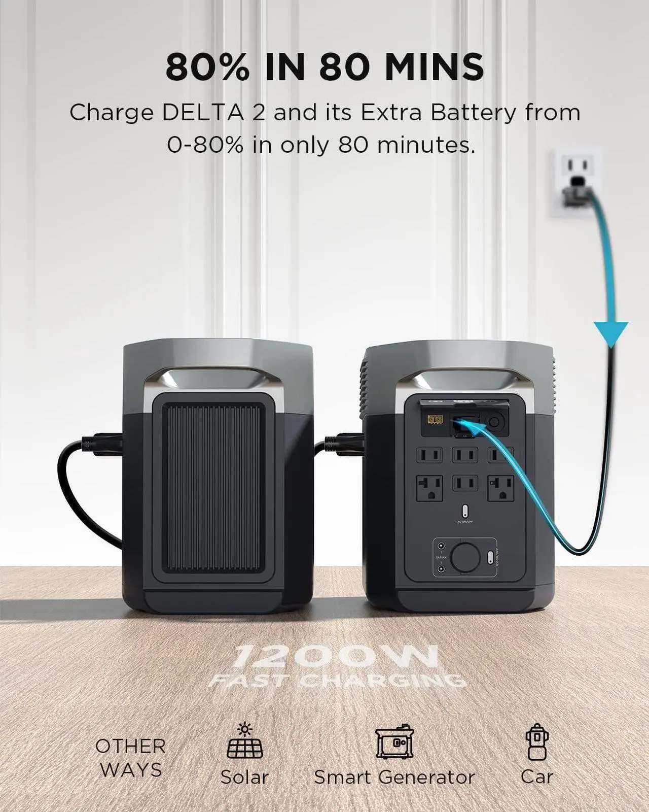 EcoFlow DELTA 2 Extra Battery, 1kWh Added Capacity for Home Backup ...