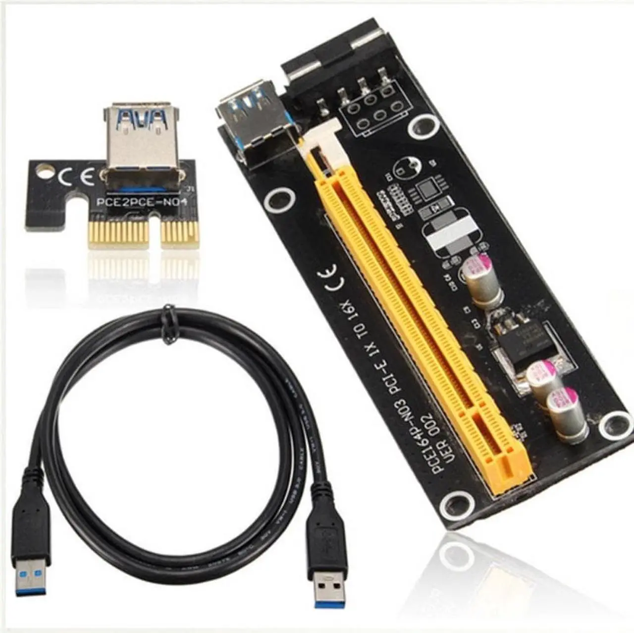 60CM PCI-E Riser Card PCI Express 1X to 16X Extension 4Pin SATA Power ...