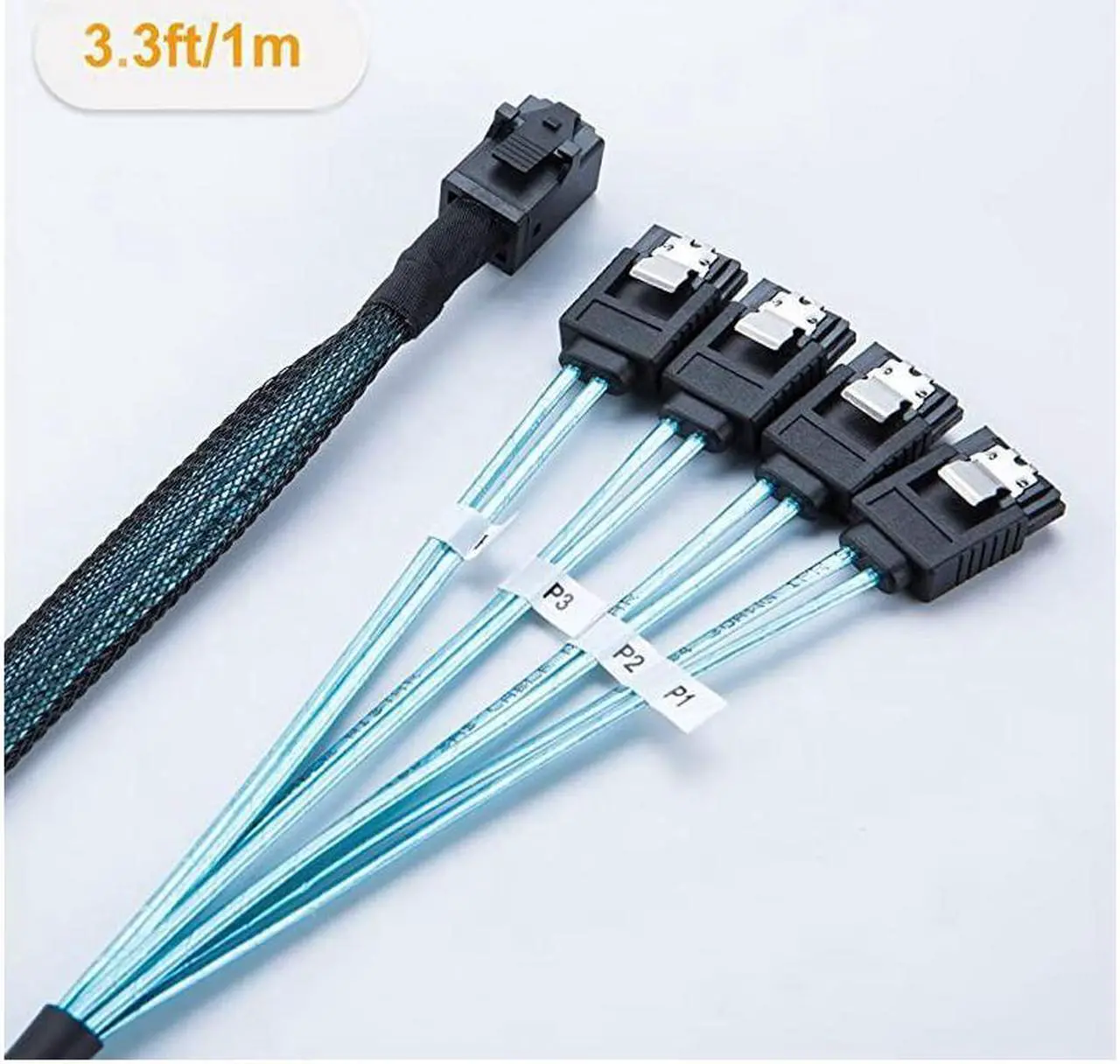 Internal HD Mini SAS (SFF-8643 Host) - 4X SATA (Target) Cable,SFF-8643 ...