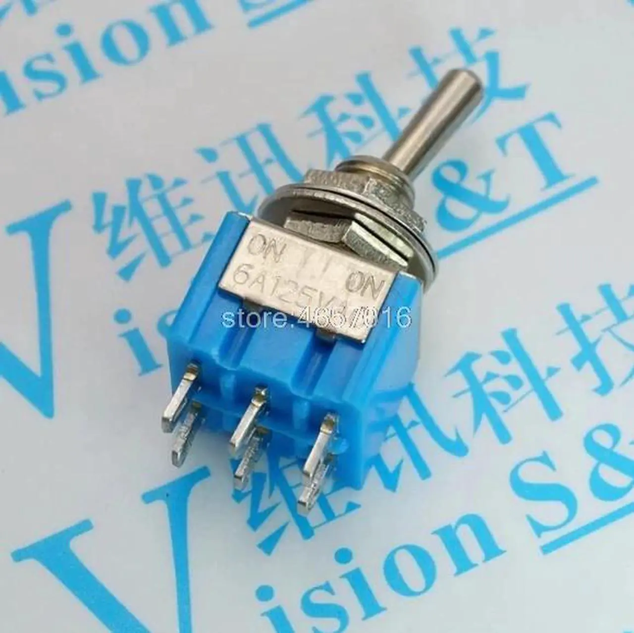 20PCS/LOT Blue 6 Pin DPDT ON-ON 6A125VAC Miniature Toggle Switches MTS ...