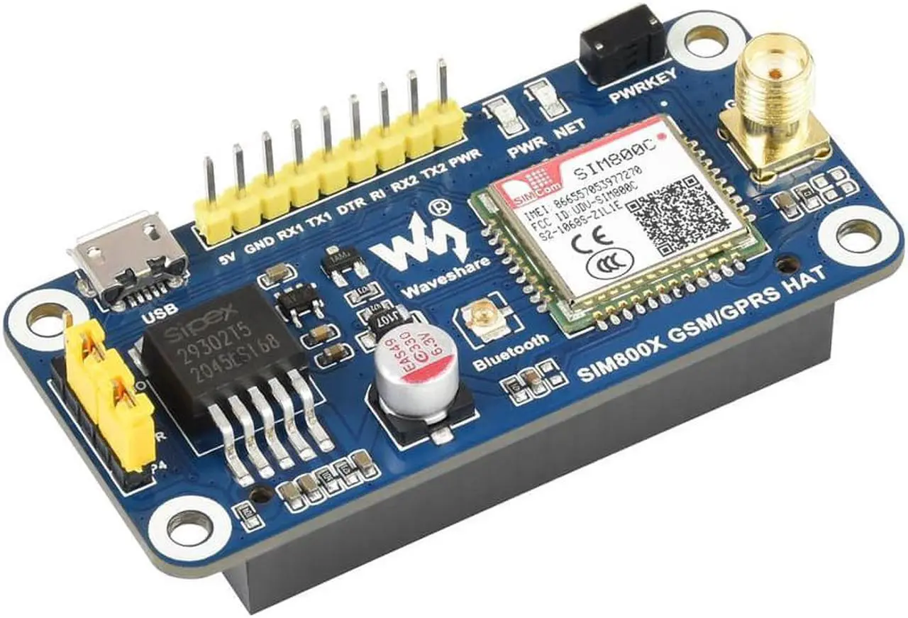 Raspberry Pi SIM800C GSM/GPRS HAT Expansion Board 2G Internet SMS ...