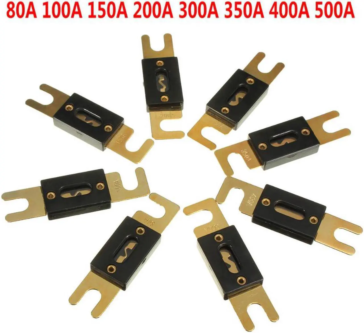 20PCS/LOT Car Stereo Audio ANL Fuse Gold Plated 80A 100A 150A 200A 300A ...