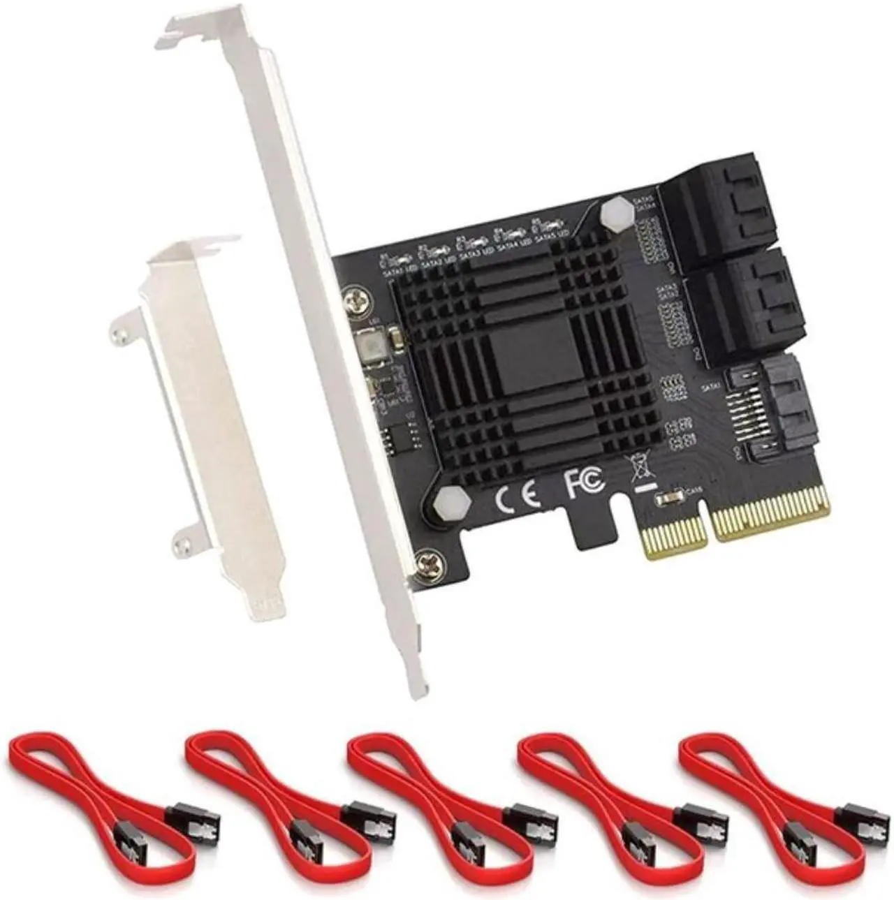 PCIe SATA Card 5 Port, PCI-E to SATA Expansion Card, 6Gbps PCI-E (2X 4X ...