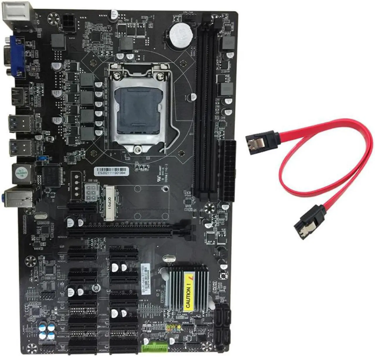 B250 BTC Mining Motherboard 12 PCI-E Slots LGA1151 DDR4 Memory USB3.0 SATA3.0+MSATA with SATA ...