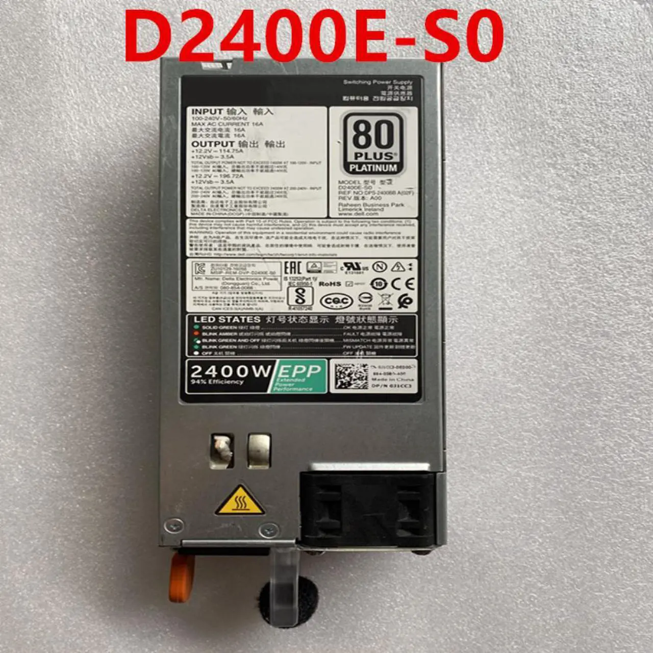 90% Switching Power Supply For Dell 2400W D2400E-S0 DPS-2400BB A 0J1CC3 ...
