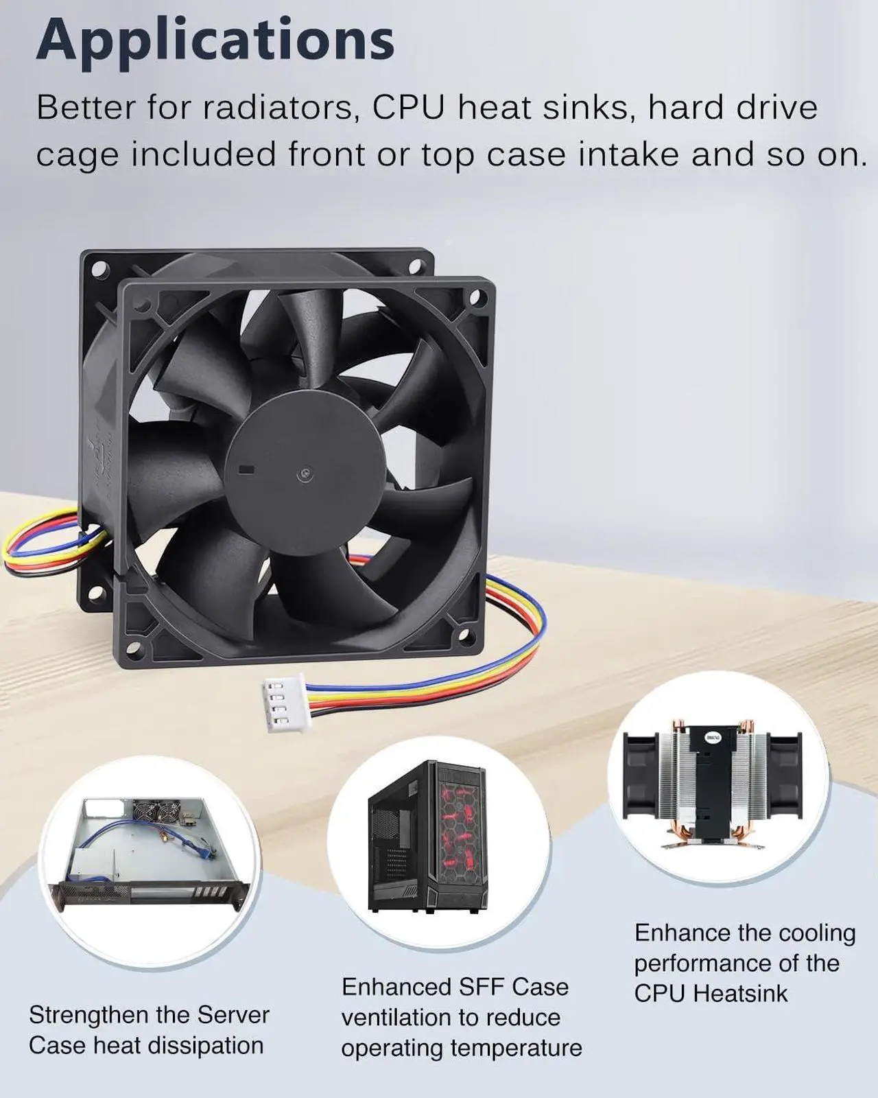 GDSTIME 92mm x 38mm PWM Fan High Static Pressure 90mm 12V Brushless DC ...