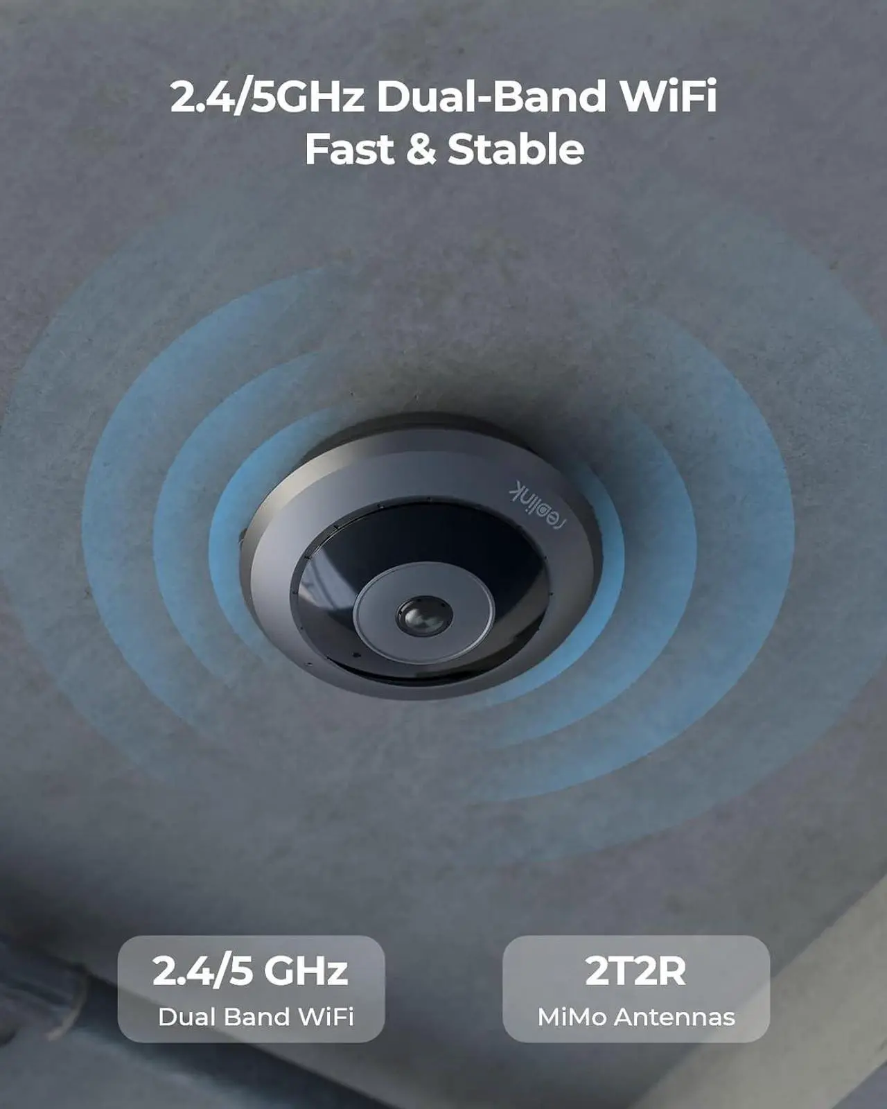REOLINK WiFi Fisheye Camera FE-W, 2K+ 6MP 360° Panorama, 2.4/5GHz WiFi ...