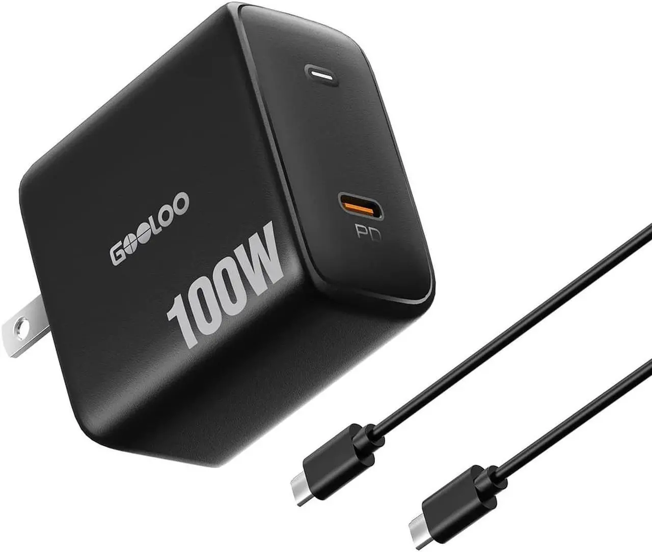 GOOLOO 100W PD GaN2 Fast Wall Charger Block with 6.6ft Cable ...
