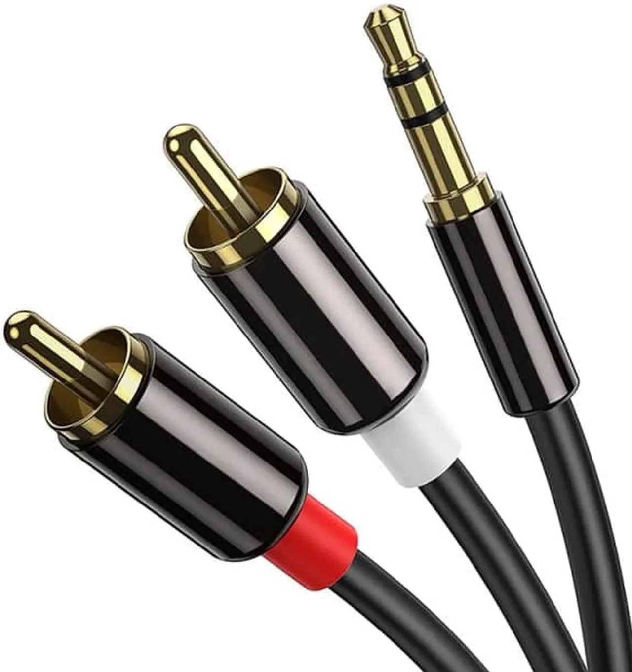 3.5mm 2RCA Audio Cable 24K Copper Shell Gold-Plated Connector Audio ...