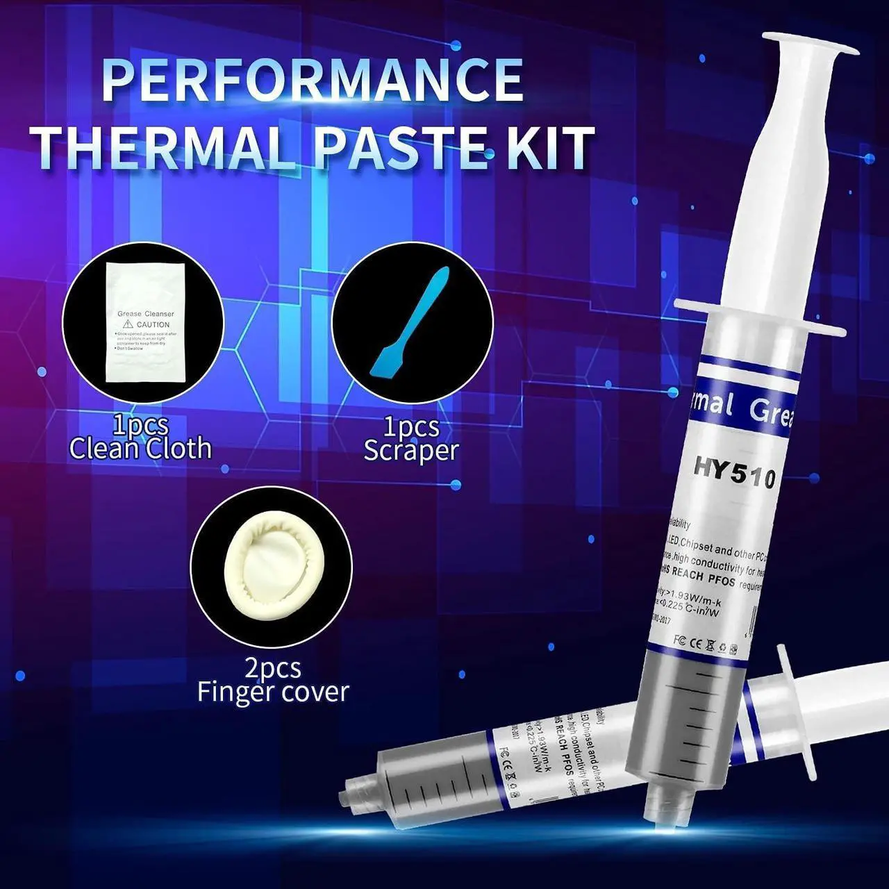 HY510-74g (37g*2) HY510 Thermal Paste Kit, Thermal Conductivity: >1.93W/m-k,Premium Performance ...