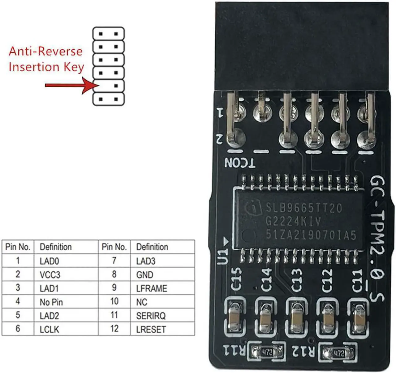 TPM 2.0 Encryption Security Module Compatible with Remote Card 11 Upgrade LPC TPM2.0 Module 12 ...