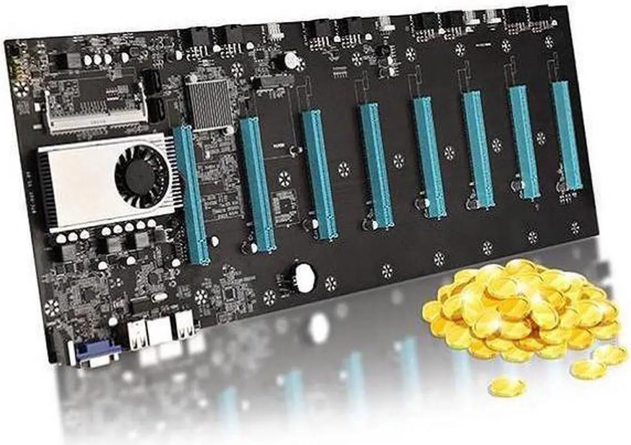 BTC-S37 Miner Motherboard CPU Set 8 Video Card Slot DDR3 Support 1066 ...