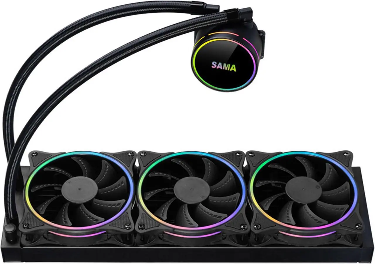 SAMA Halo-360 AIO ARGB 360mm Liquid Cooler 3x120mm Addressable RGB PWM ...