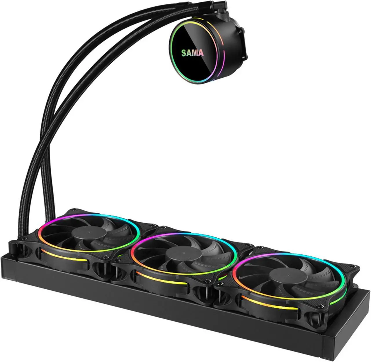 SAMA Halo-360 AIO ARGB 360mm Liquid Cooler 3x120mm Addressable RGB PWM ...
