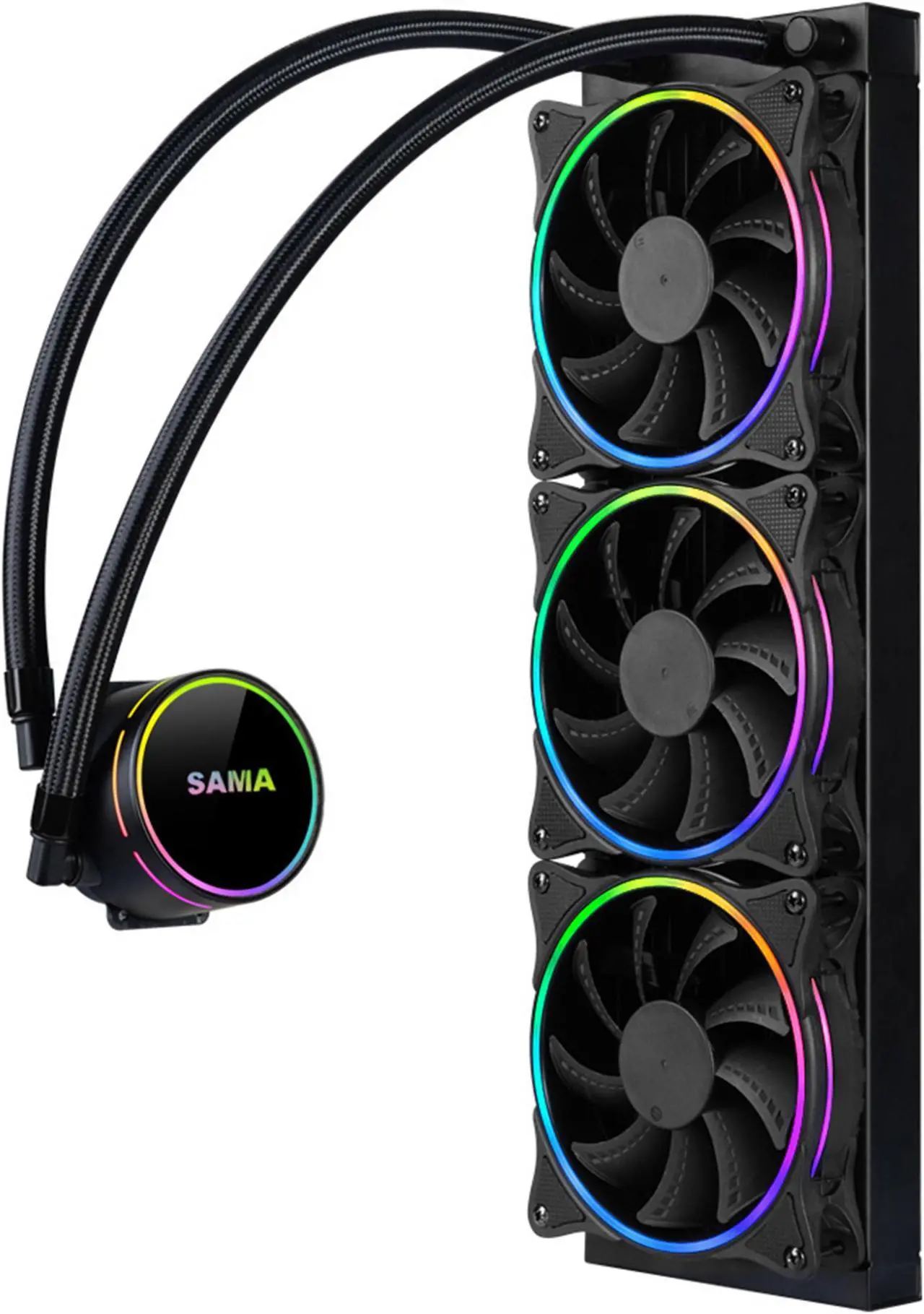 SAMA Halo-360 AIO ARGB 360mm Liquid Cooler 3x120mm Addressable RGB PWM ...
