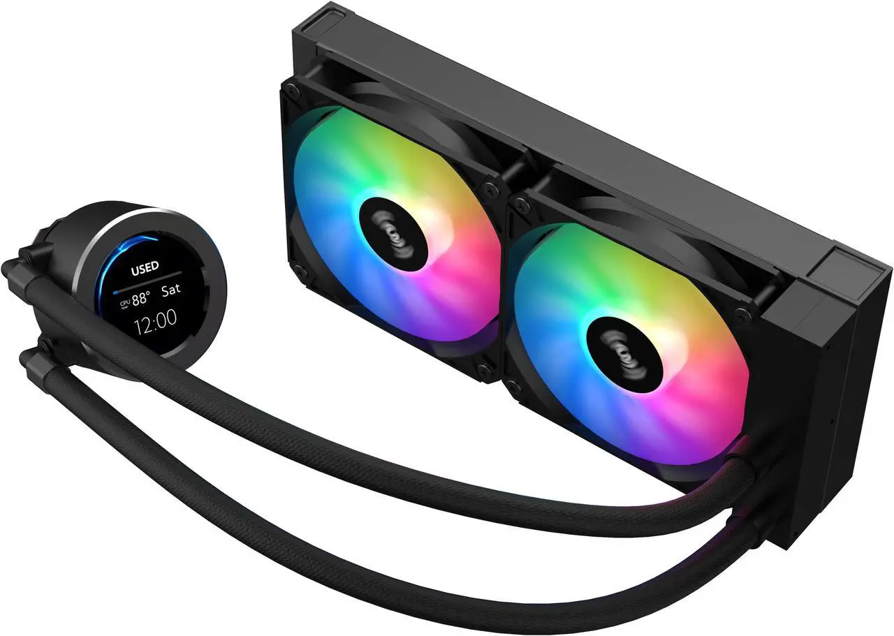 SAMA SM240 Black liquid Cooler 240mm ARGB AIO Radiator LCD Video ...