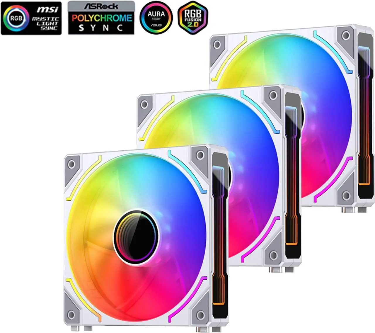 SAMA YE1203 PWM ARGB PC Case Fan 120mm White, 3 in 1 High Airflow Low ...