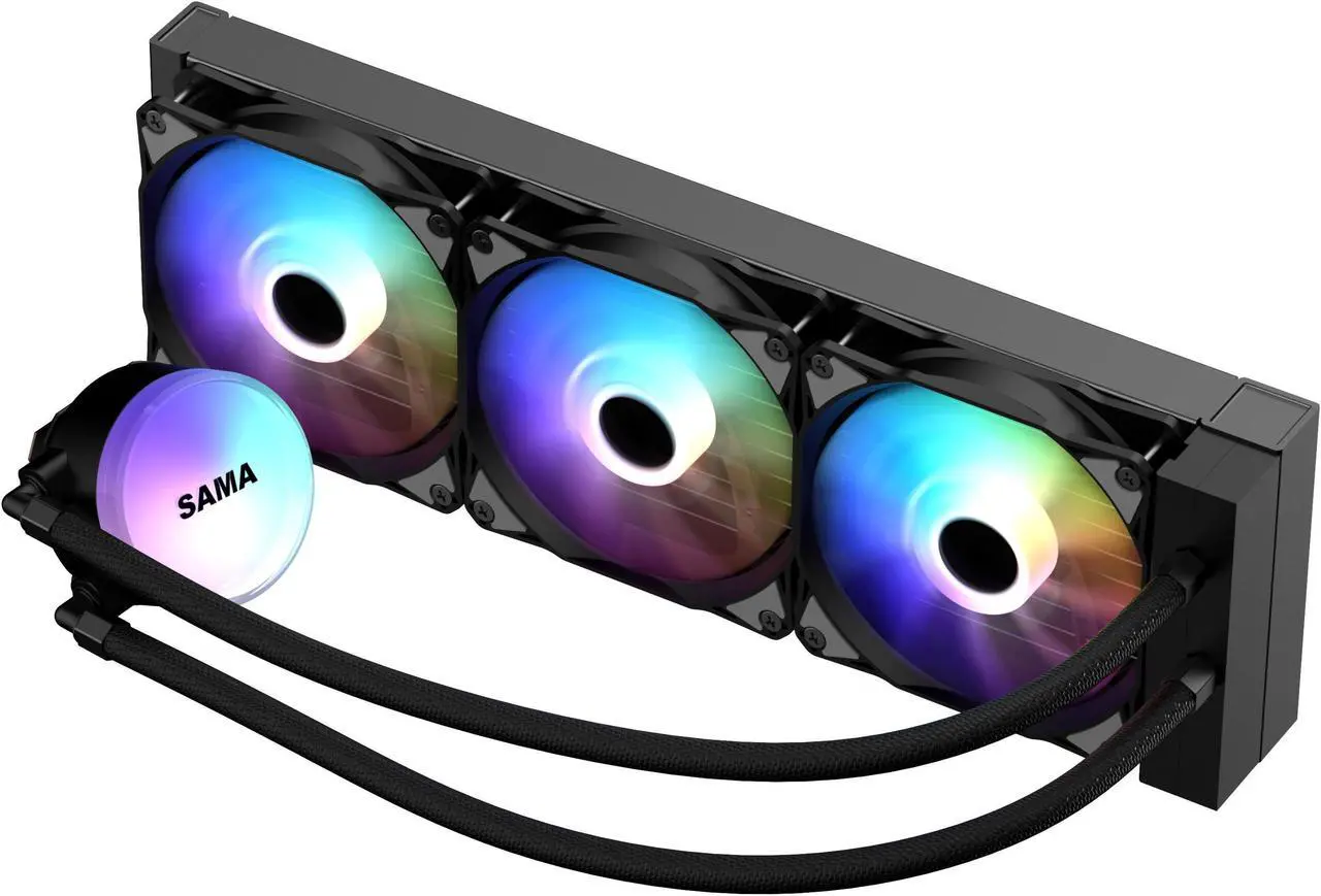 SAMA SI360 Liquid CPU Cooler 360mm Addressable RGB Pump PWM & FDB Fans ...