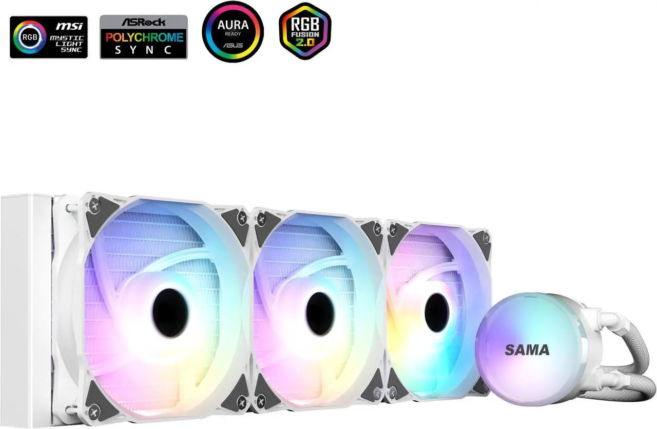 SAMA SI360 White ARGB Liquid Cooler 360mm PWM Fan AIOCooling Water ...