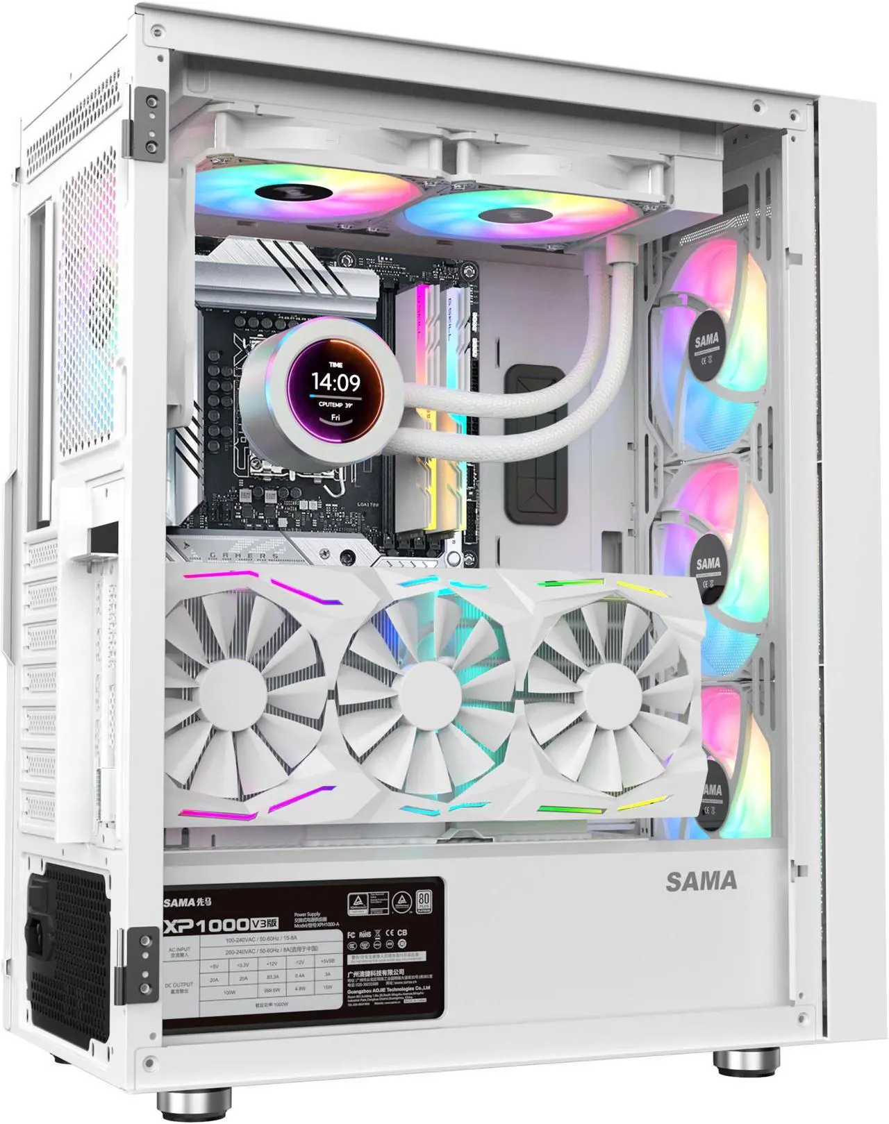 SAMA 3509 Open Door Tempered Glass ATX Mid Tower Gaming Computer Case ...