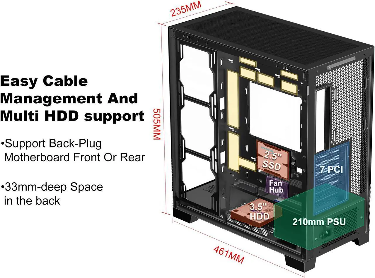 SAMA 4503 Gaming PC Case Computer Mid Tower ATX Case with 4 Addressable ...