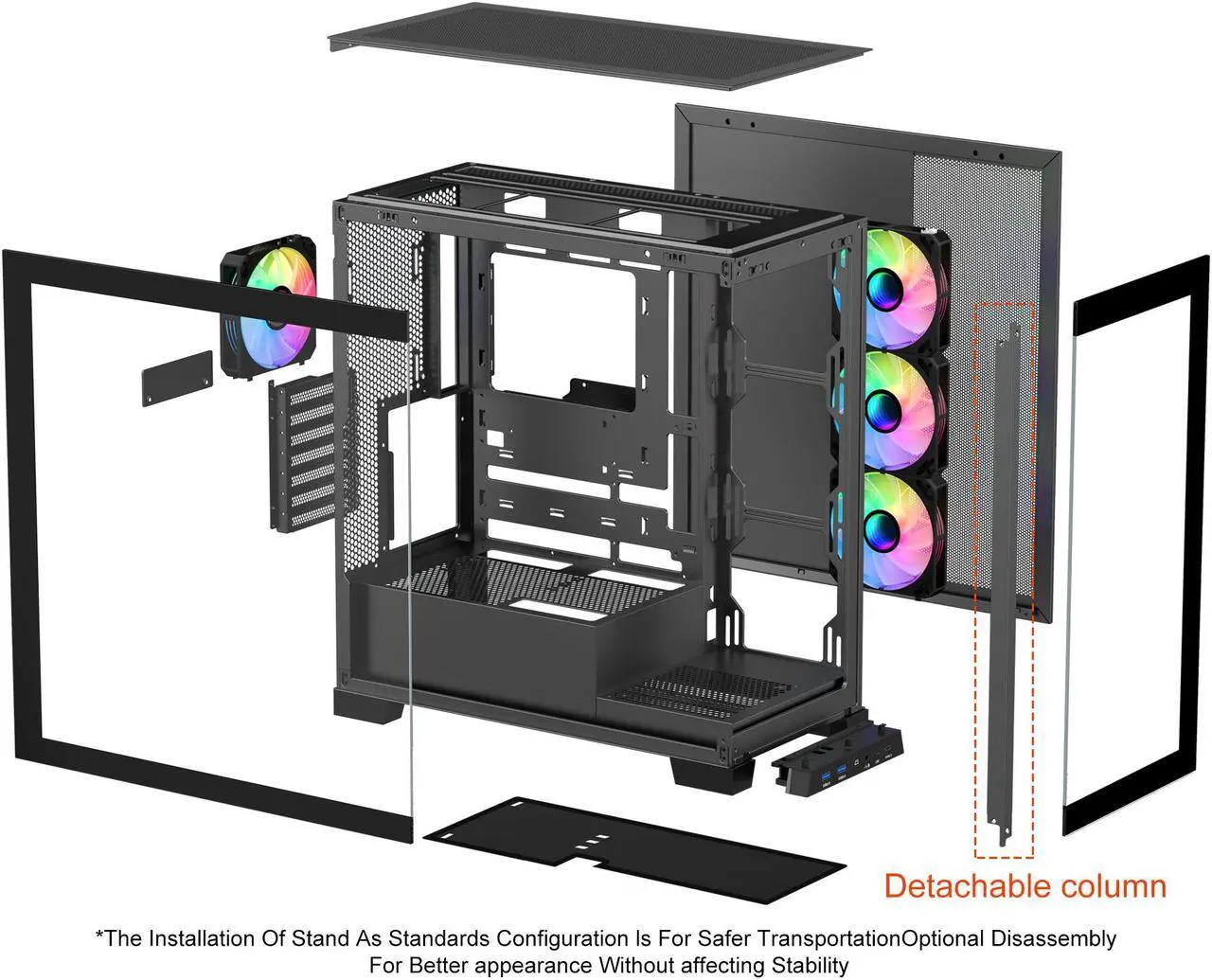 SAMA 4503 Gaming PC Case Computer Mid Tower ATX Case with 4 Addressable ...