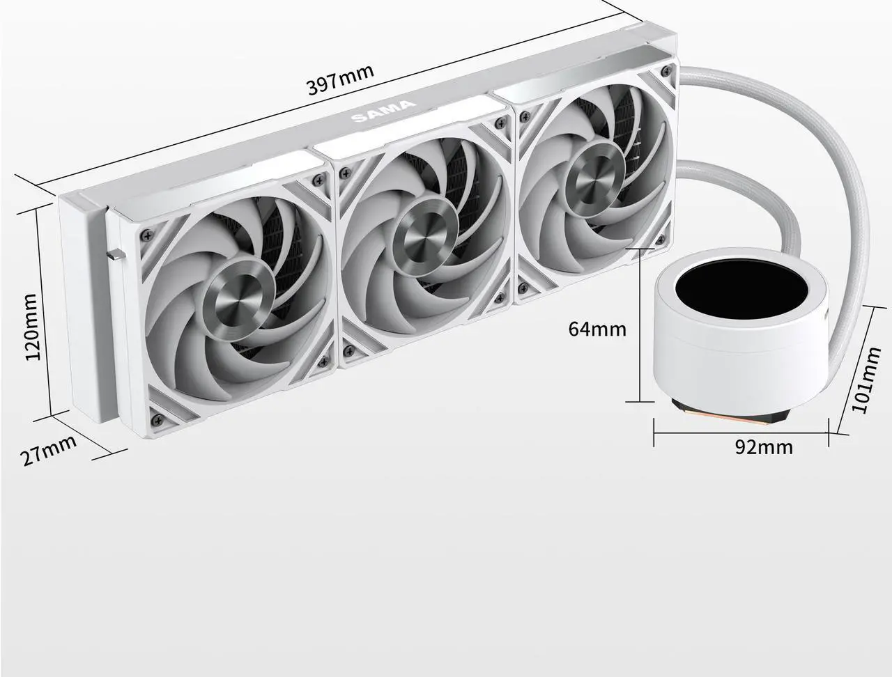 SAMA Q70 White CPU Liquid Cooler, 360MM Liquid Water AIO CPU Cooler ...
