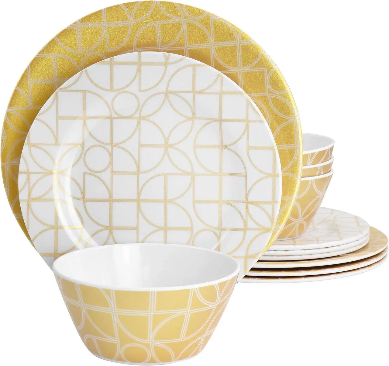 Gibson California Designs Summer Bloom 12 Piece Melamine Dinnerware Set ...