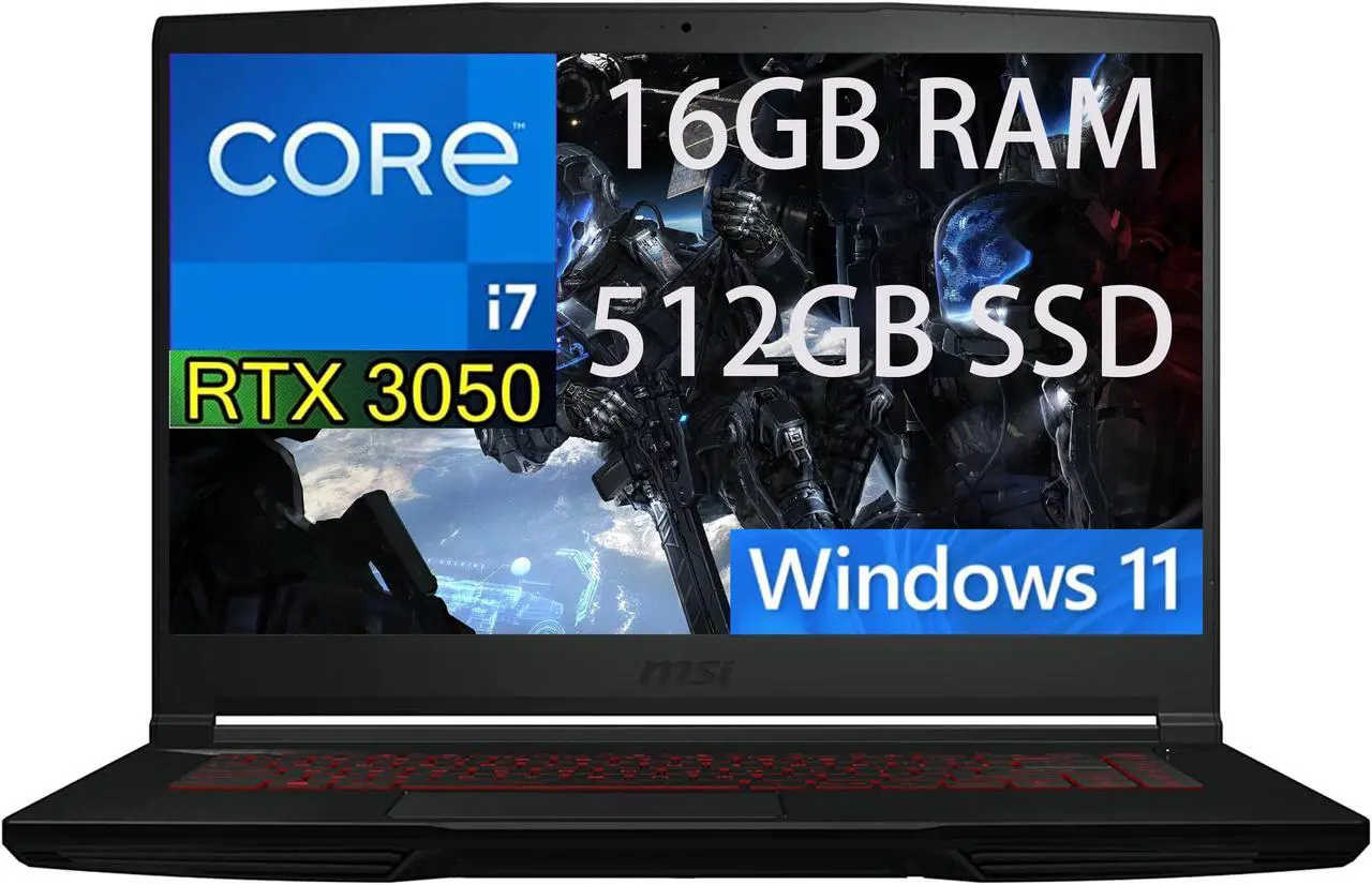 MSI GF63 15 Gaming Laptop, 15.6" Full HD (1920 x 1080), Intel Core i7 ...