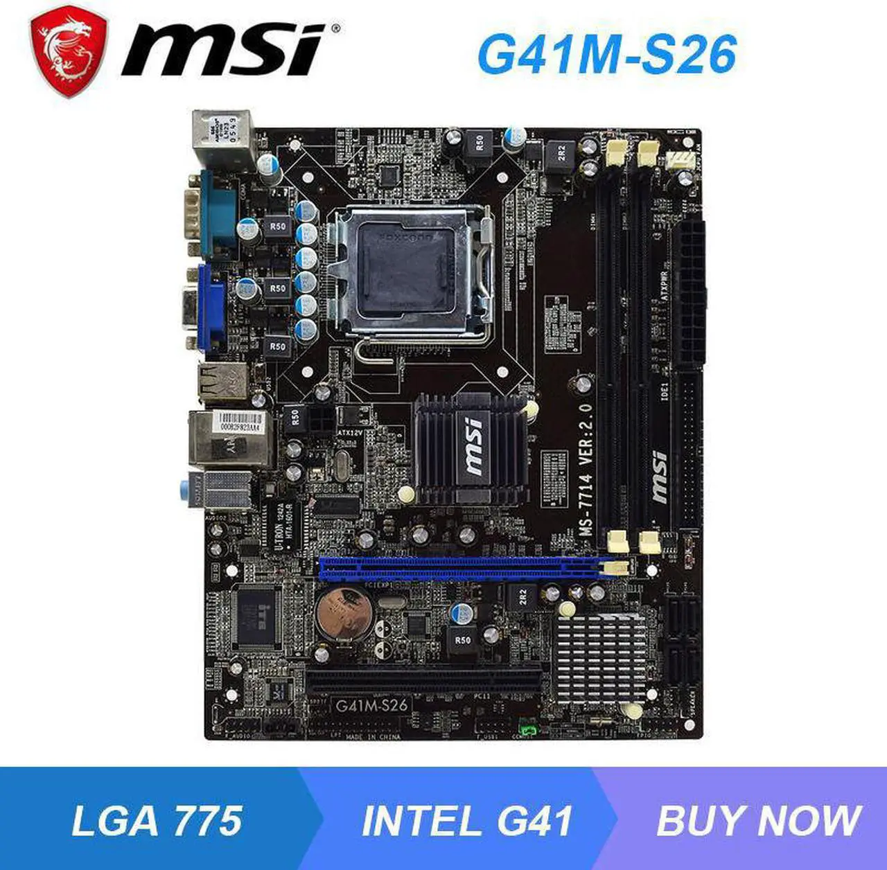 MSI G41M-S26 Intel G41 LGA 775 Desktop PC Motherboard DDR3 USB2.0 SATA2 ...