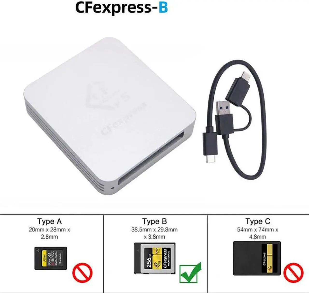 CFexpress Card Reader USB3.1 Gen 2 Type C 10Gbps CFE-B / CFE-A Card ...