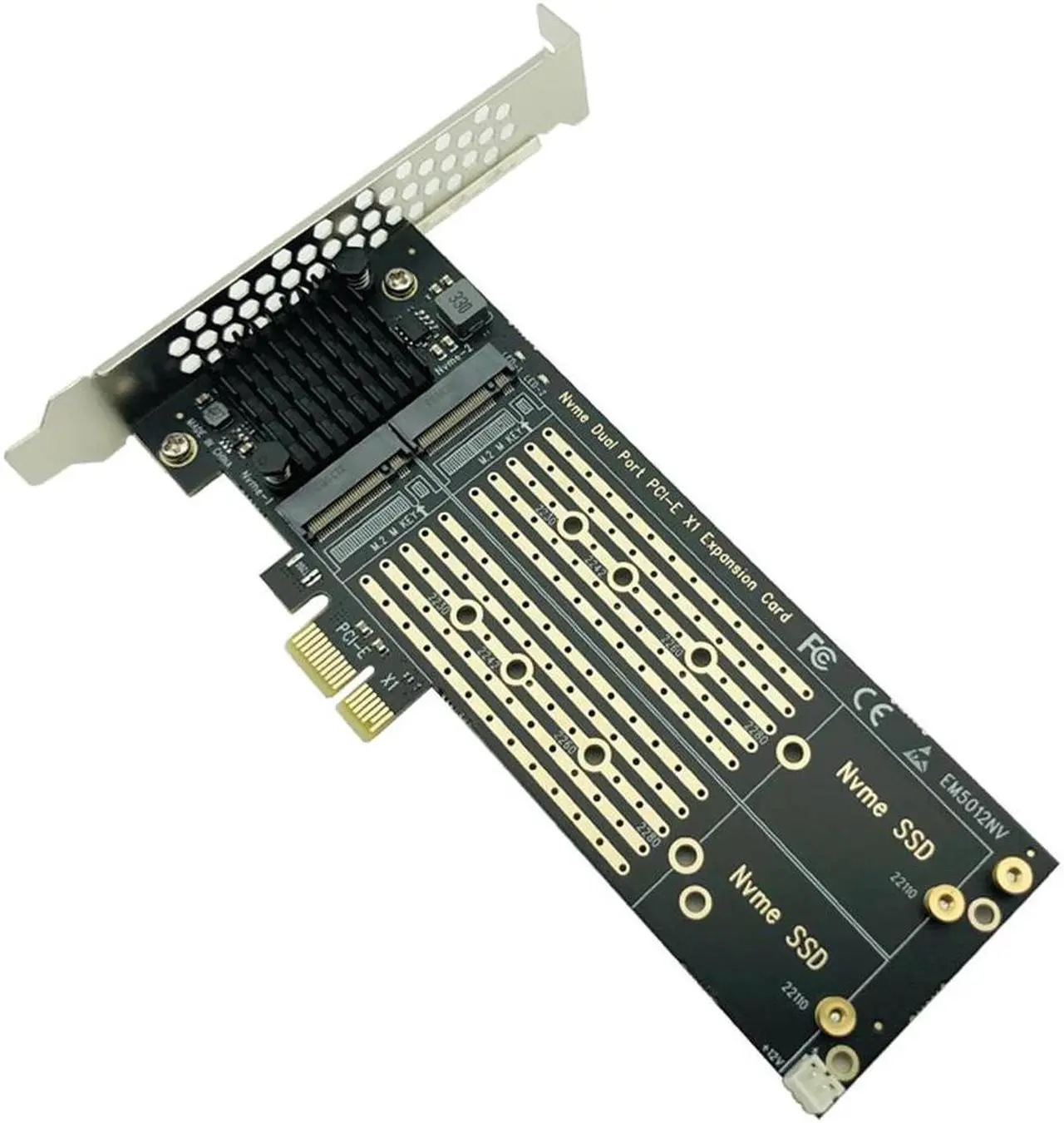 Add On Cards PCIe To M2 NVME Adapter Card PCIe X1 2Port NVME M Key SSD ...