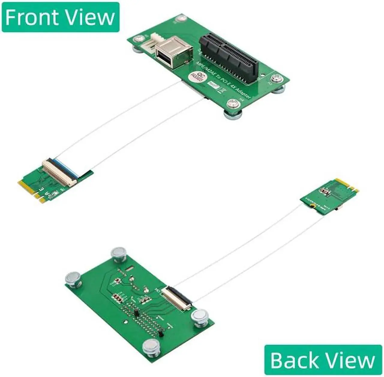 NGFF M.2 Key A/E to PCI Express X4 USB 2.0 Riser Card with FPC ...